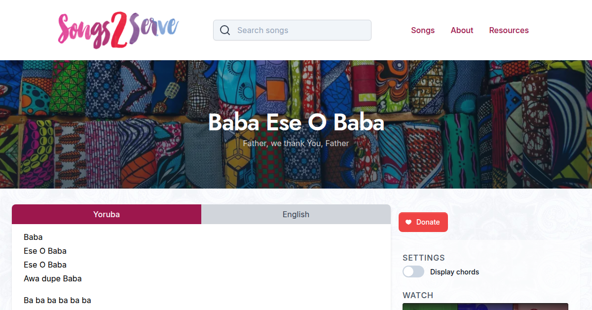 Baba Ese O Baba (Father, we thank You, Father) - Songs2Serve EU